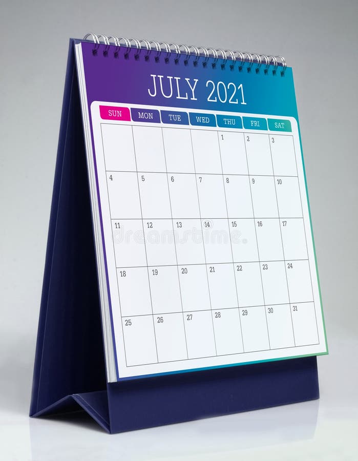 Simple Desk Calendar 2021 - July Stock Image - Image of standing, july ...