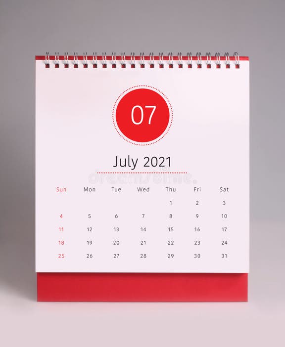 Simple Desk Calendar 2021 - July Stock Image - Image of july, 2021: ...