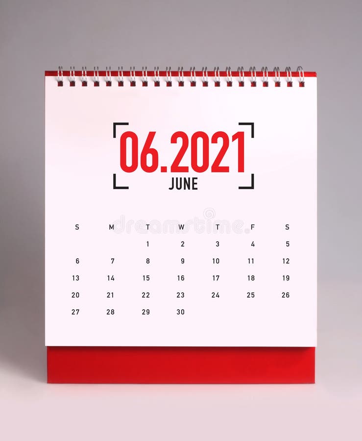 Simple Desk Calendar 2021 - June Stock Photo - Image of june, year ...