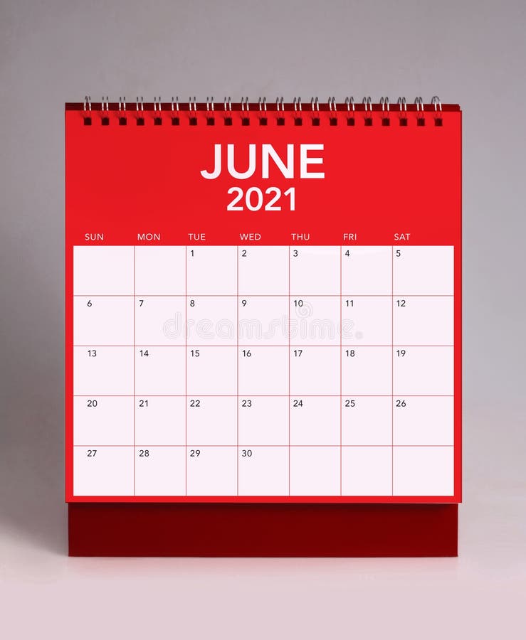Simple Desk Calendar 2021 - June Stock Illustration - Illustration of ...