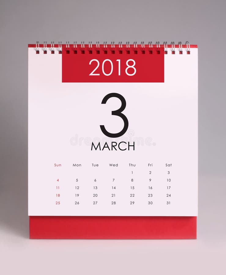 Simple Desk Calendar 2018 - March Stock Image - Image of march ...