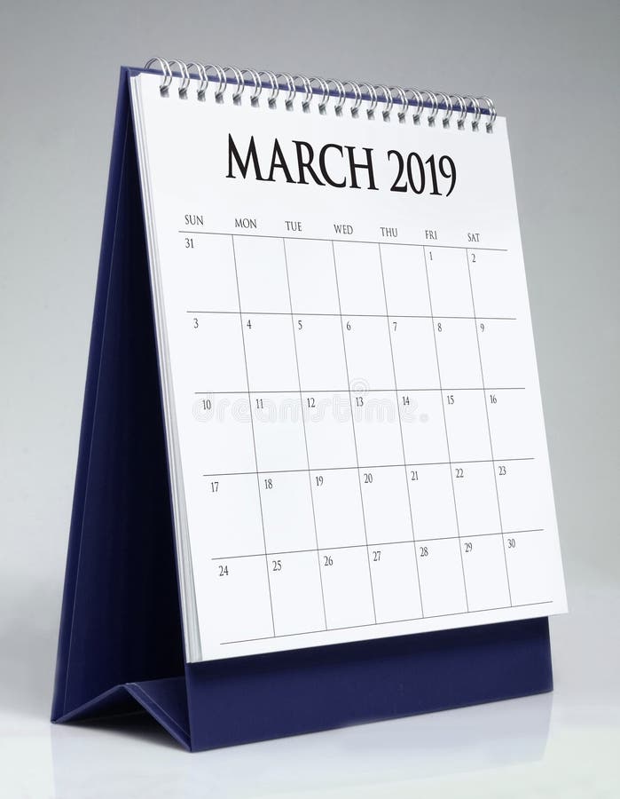 Simple Desk Calendar 2019 - March Stock Image - Image of desk, table ...