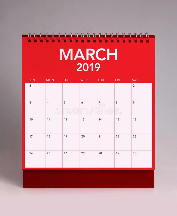 Simple Desk Calendar 2019 - March Stock Illustration - Illustration of ...