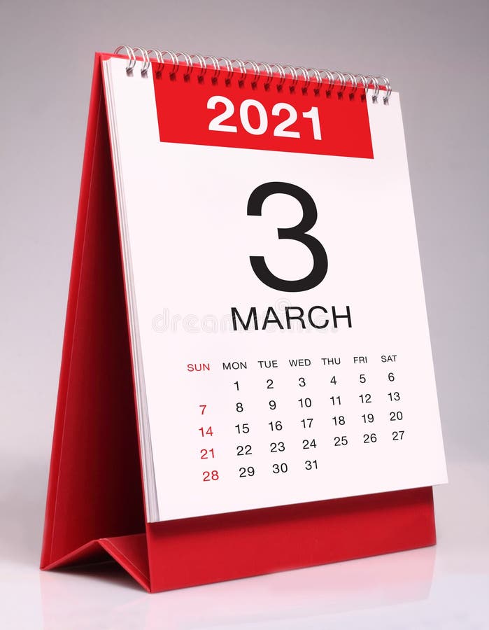 Simple Desk Calendar 2021 - March Stock Image - Image of calendar ...