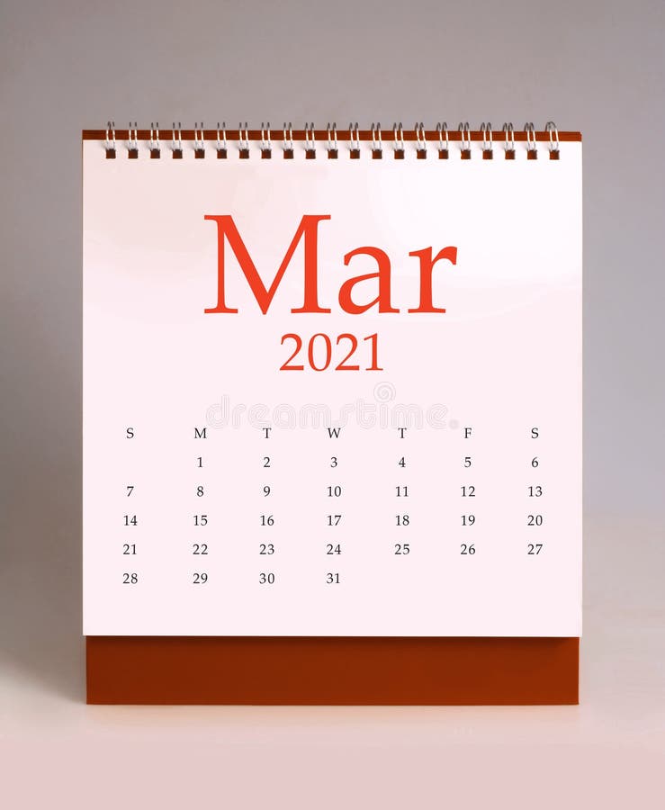 Simple Desk Calendar 2021 - March Stock Illustration - Illustration of ...