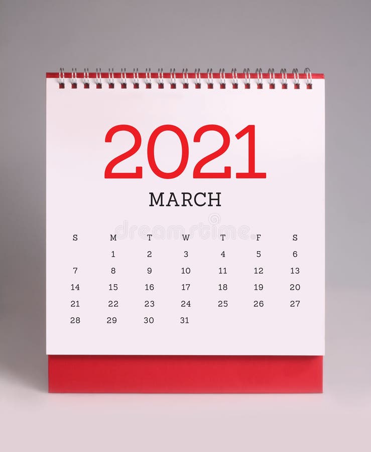 Simple Desk Calendar 2021 - March Stock Illustration - Illustration of ...