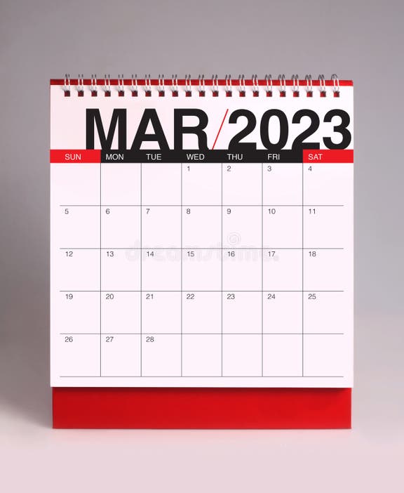 Simple Desk Calendar 2023 - March Stock Photo - Image of march ...