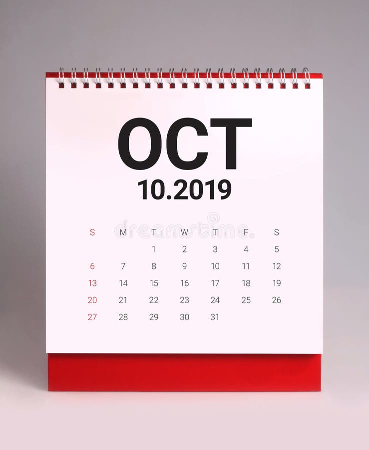 Simple Desk Calendar 2019 - October Stock Image - Image of design ...