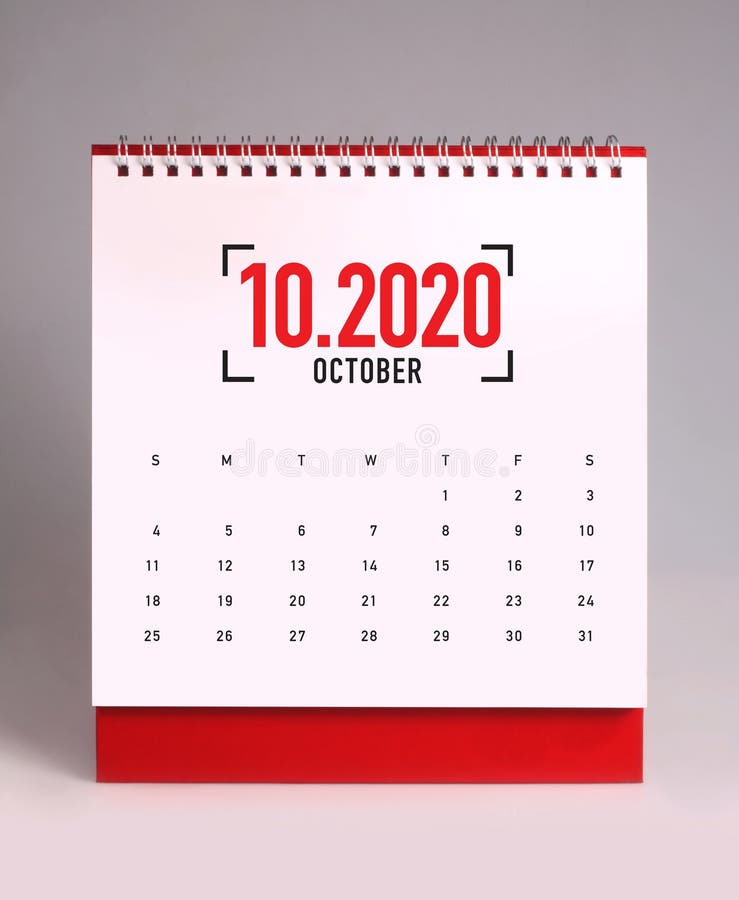 Simple Desk Calendar 2020 - October Stock Image - Image of 2020 ...