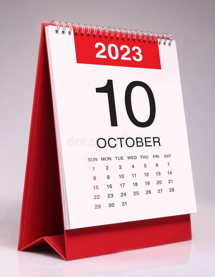 Simple Desk Calendar 2023 - October Stock Photo - Image of table, year ... Simple Desk Calendar 2023 - October Stock Photo - Image of table, year ...