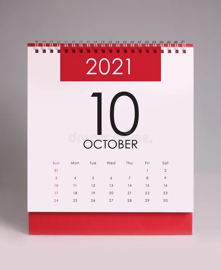 Simple Desk Calendar 2021 - October Stock Photo - Image of desk ...