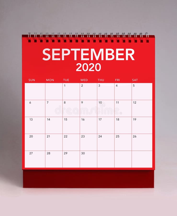 Simple Desk Calendar 2020 - September Stock Image - Image of monthly ...