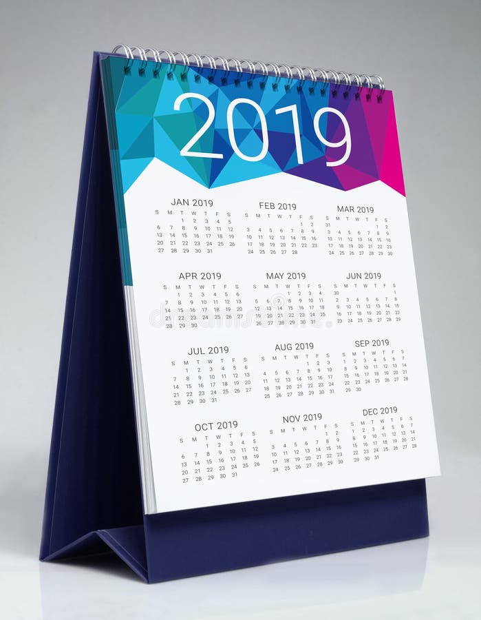 Simple desk calendar 2019 stock image. Image of design - 135363065
