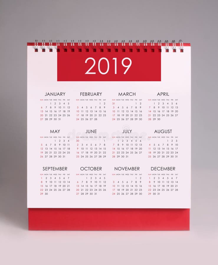 Simple desk calendar 2019 stock image. Image of number - 135364125