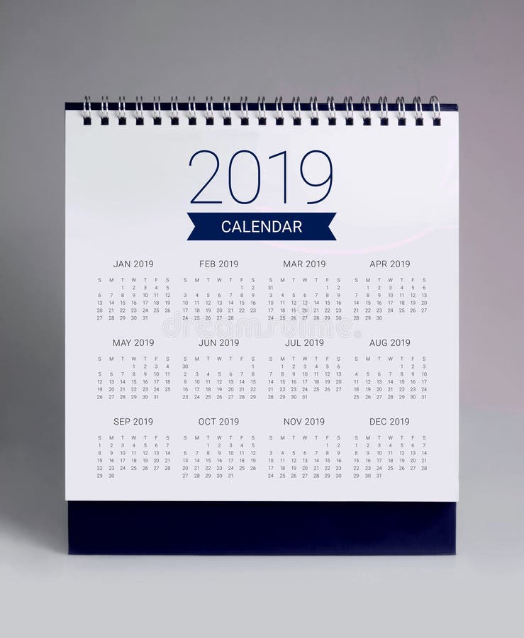 Simple desk calendar 2019 stock image. Image of number - 135364475