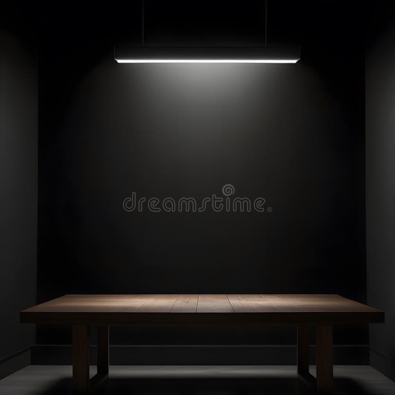 Simple Desk Illuminated by a Modern Rectangular Light Fixture on the ...