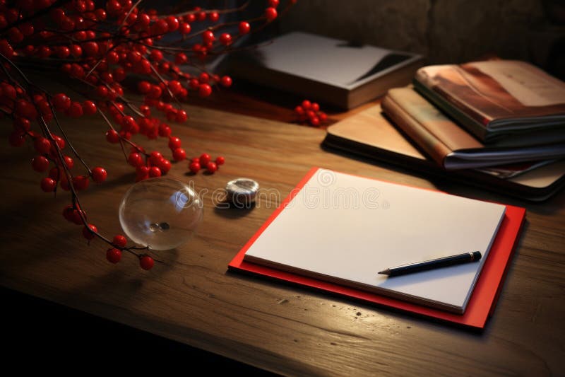 Simple Desk Setup with Notepad and Pen. Stock Image - Image of text ...