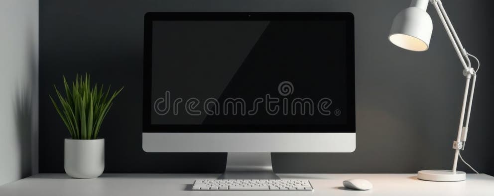 Simple Desktop Mockup with Empty Dark Gray or Black Screen, Showcasing ...