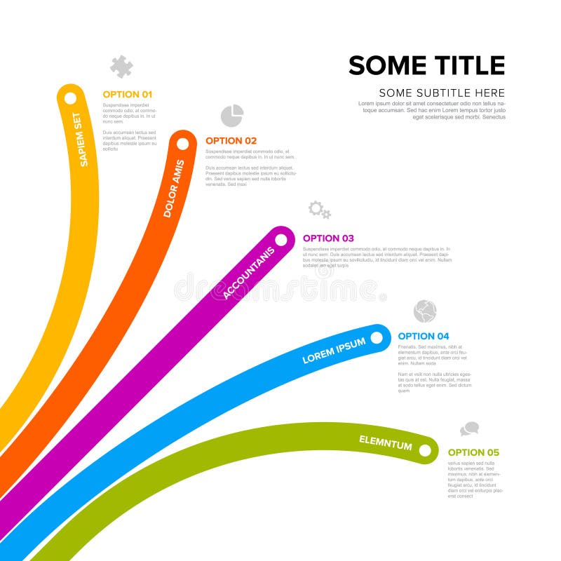 Simple Diagonal Infographic with Title and Five Arrows Pointing on ...