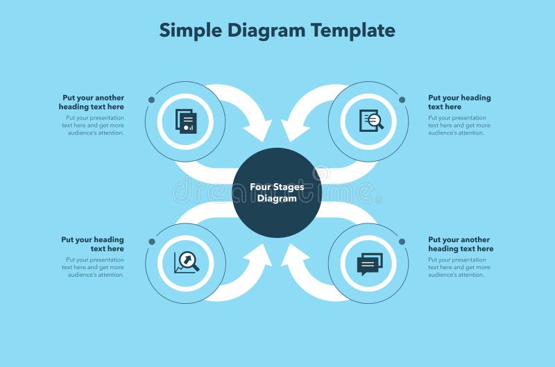 Simple Diagram Template with Four Stages - Blue Version Stock Vector ...