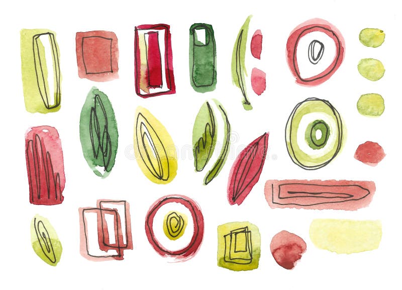 Simple Different Geometric Shapes, Rectangles, Circles, Dots. Stock ...