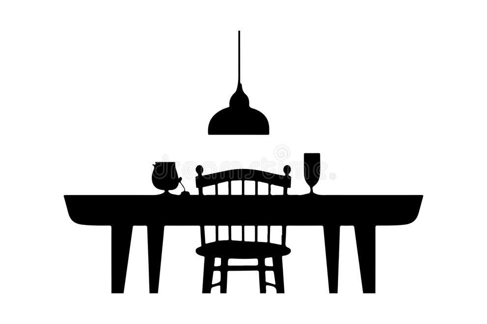 Simple Dining Table Silhouette Vector Stock Vector - Illustration of ...