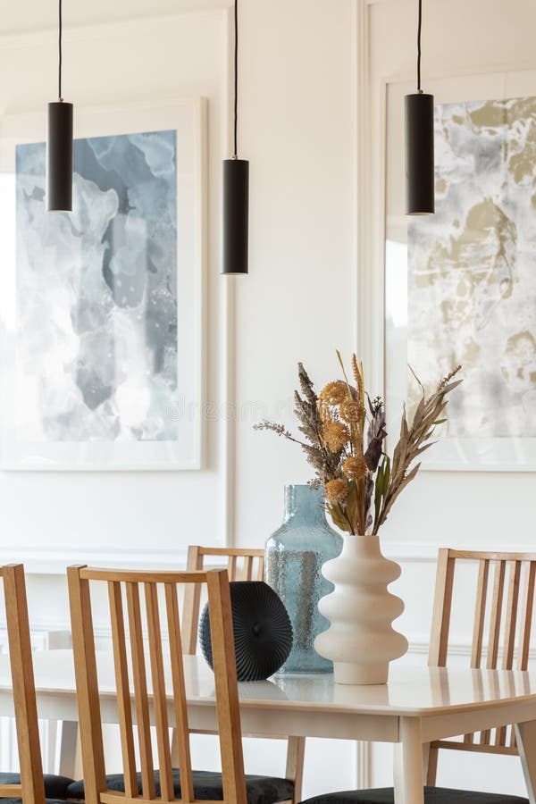 Simple Dining Table with Stylish Decorations Stock Photo - Image of ...
