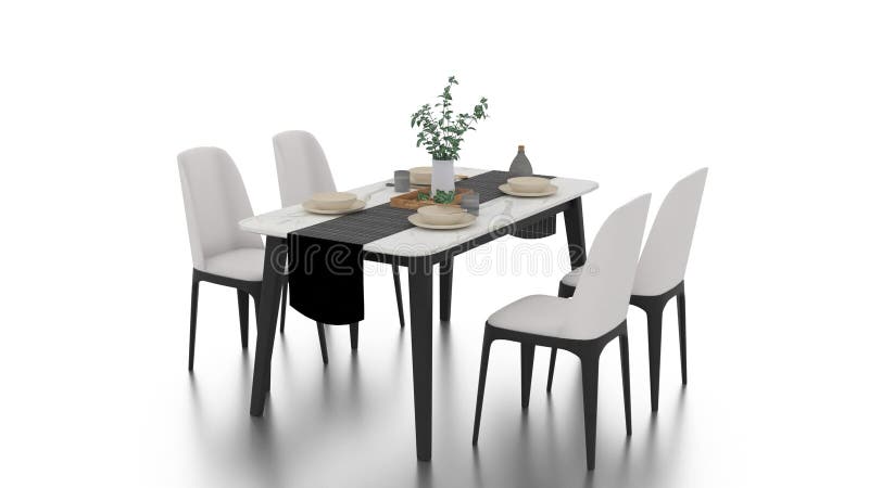 Simple Dining Table on White Background Stock Video - Video of desk ...