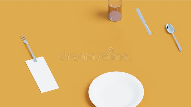 Simple Dinner Table Setting of Generic Kitchen Utensils in ...
