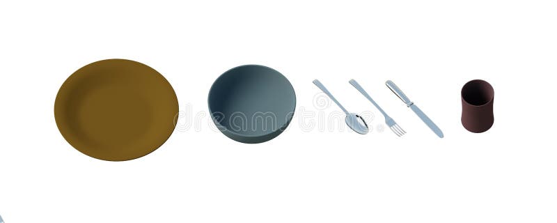 Simple Dinner Table Setting of Generic Kitchen Utensils in ...