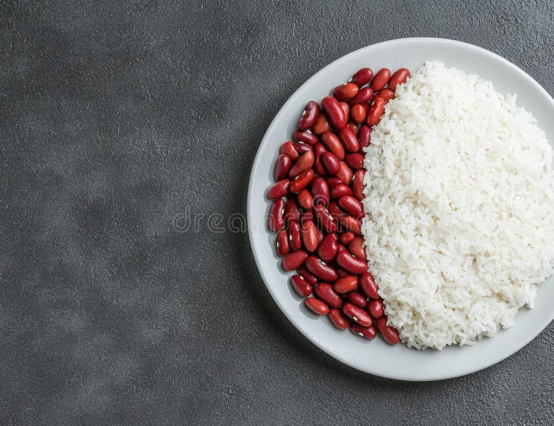 A Simple Dish of Rice and Beans on a Plate Stock Illustration ...