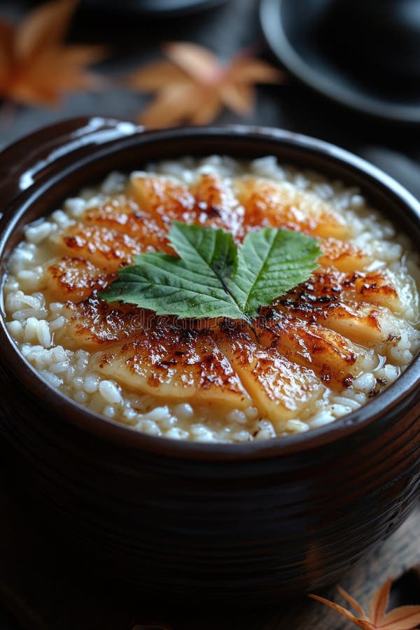 A Simple Dish of Rice Topped with a Single Leaf, Perfect for a ...