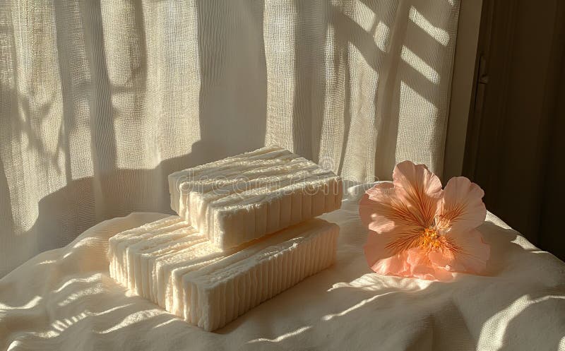 A Simple Display Setup with a Stone Platform and Podium Against a Beige ...