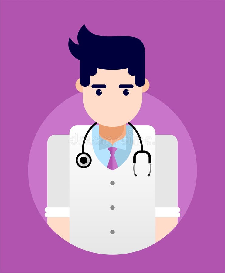 Simple Doctor Profession Illustration Flat Design with Purple ...