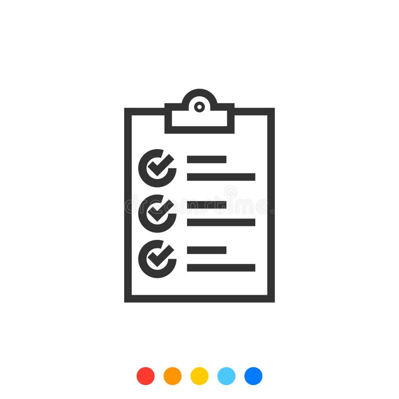 Simple Document Checklist Outline Icon, Vector and Illustration Stock ...