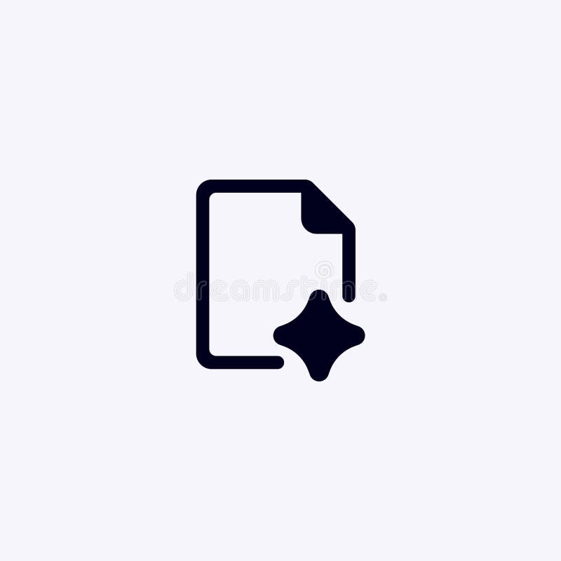 Simple Document Icon with Sparkle Design for Digital Content and ...