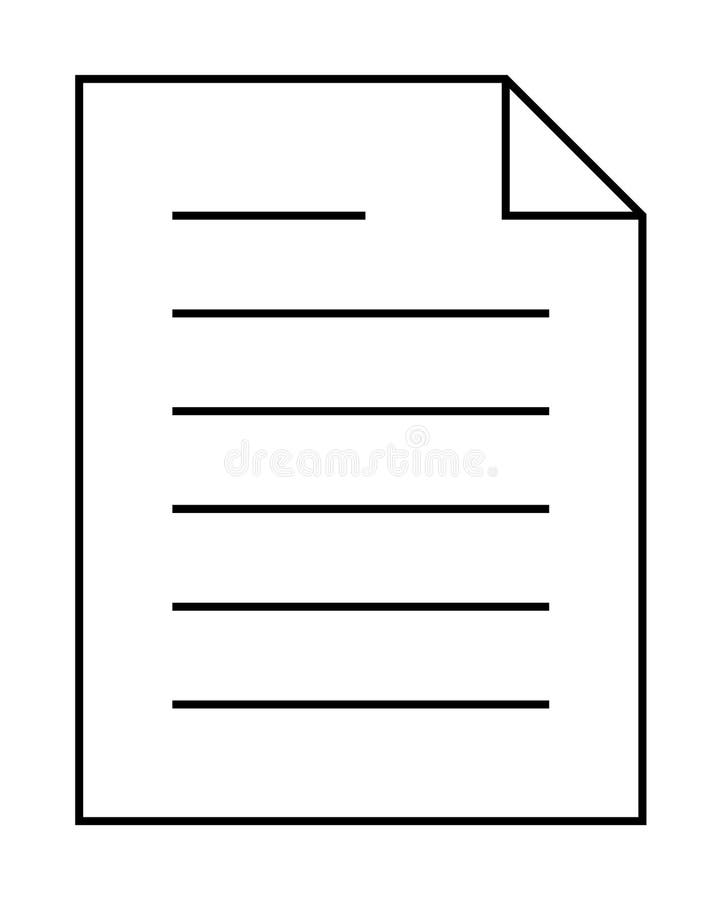 Simple Document with Text Lines and Folded Corner in Black and White ...