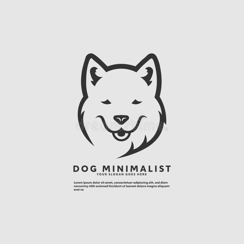 Simple Dog Logo Minimalist Black and White Vector Stock Vector ...