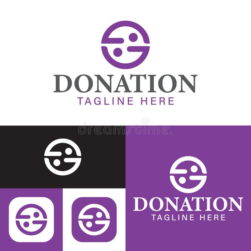 Simple Donation Logo. Minimal Icon Style.Vector Illustration.Black and ...