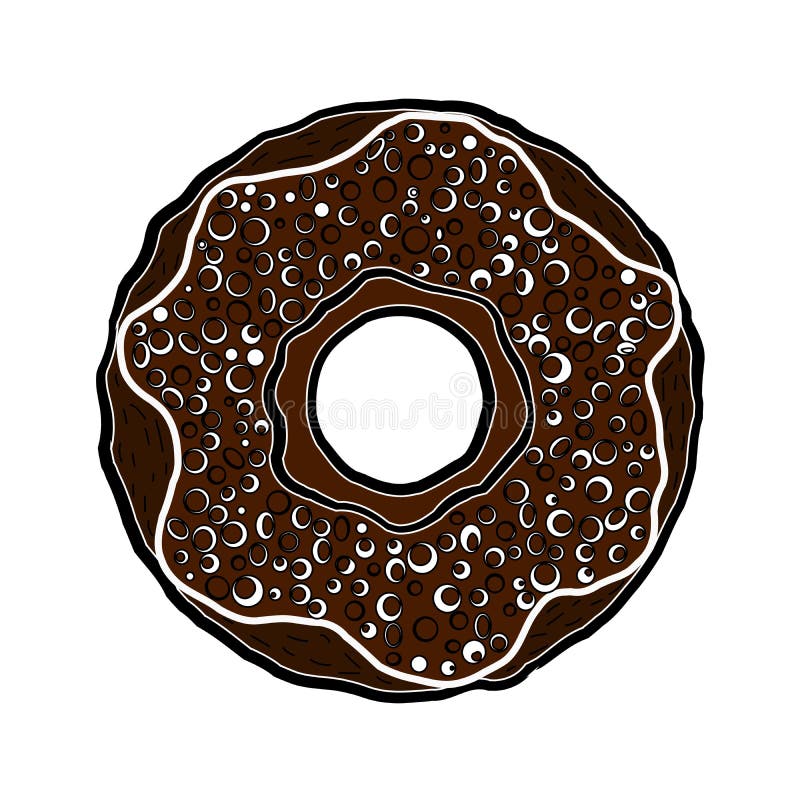 Simple Donut Outline Pastry Illustration Yellow Monochrome Seamless ...