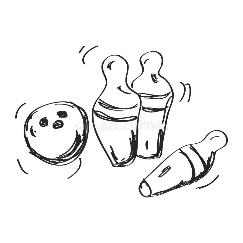 Simple Doodle of a Bowling Ball and Skittles Stock Vector ...