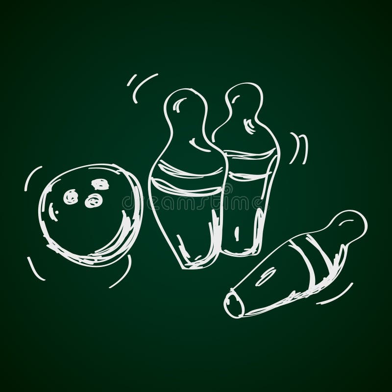 Simple Doodle of a Bowling Ball and Skittles Stock Vector ...