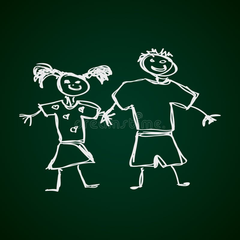 Simple Doodle of a Boy and Girl Stock Vector - Illustration of sketch ...