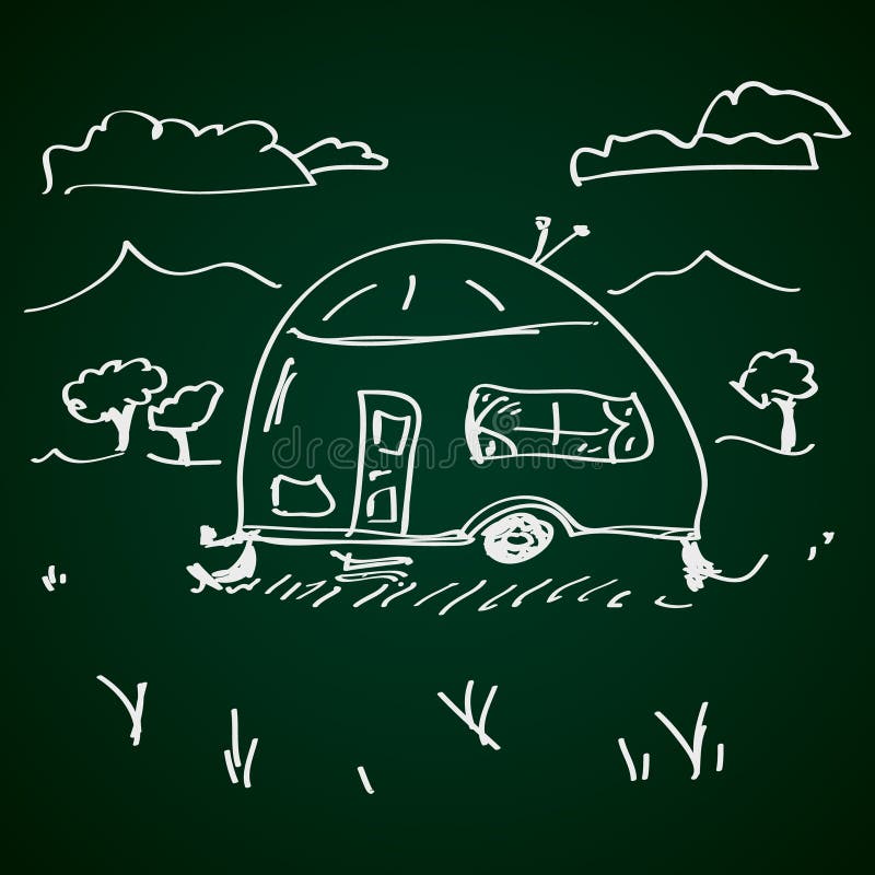 Simple doodle of a caravan stock vector. Illustration of cute - 56823916