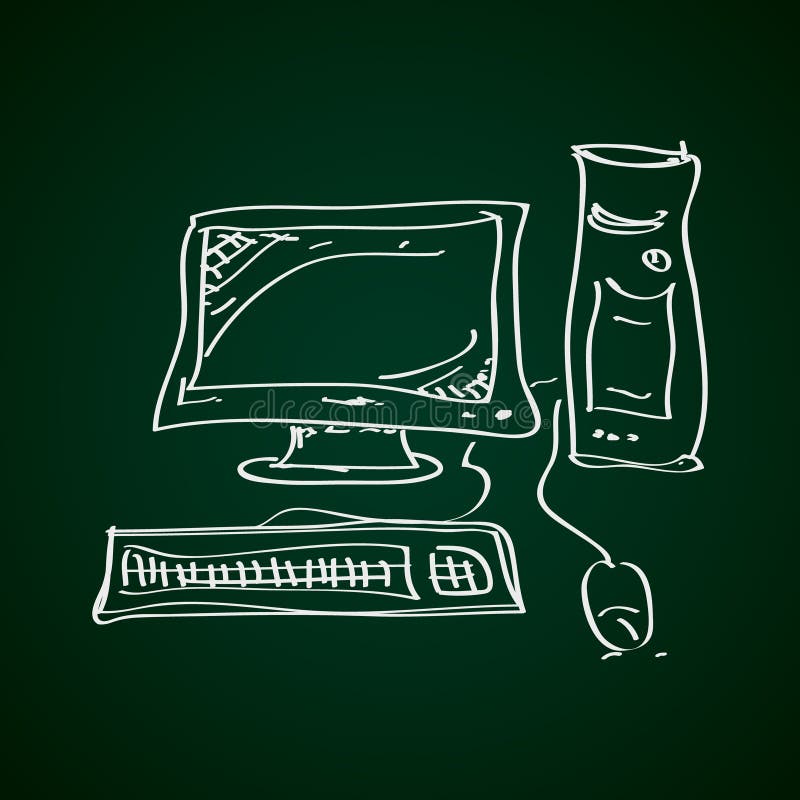 Set Of Doodle Computer Icons Stock Vector - Illustration of dirty ...