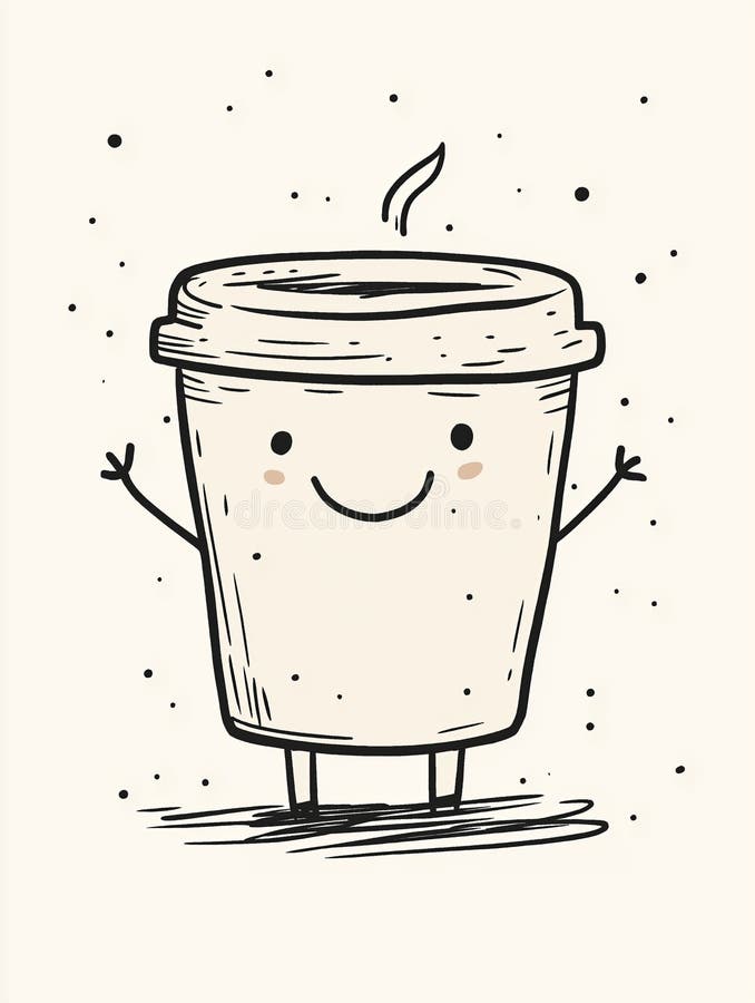A Simple Doodle of a Cup of Coffee, Minimalist and Simple Drawing Style ...