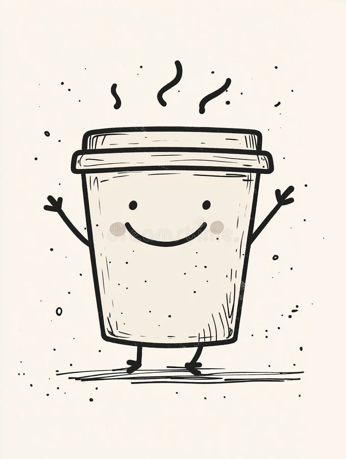 A Simple Doodle of a Cup of Coffee, Minimalist and Simple Drawing Style ...