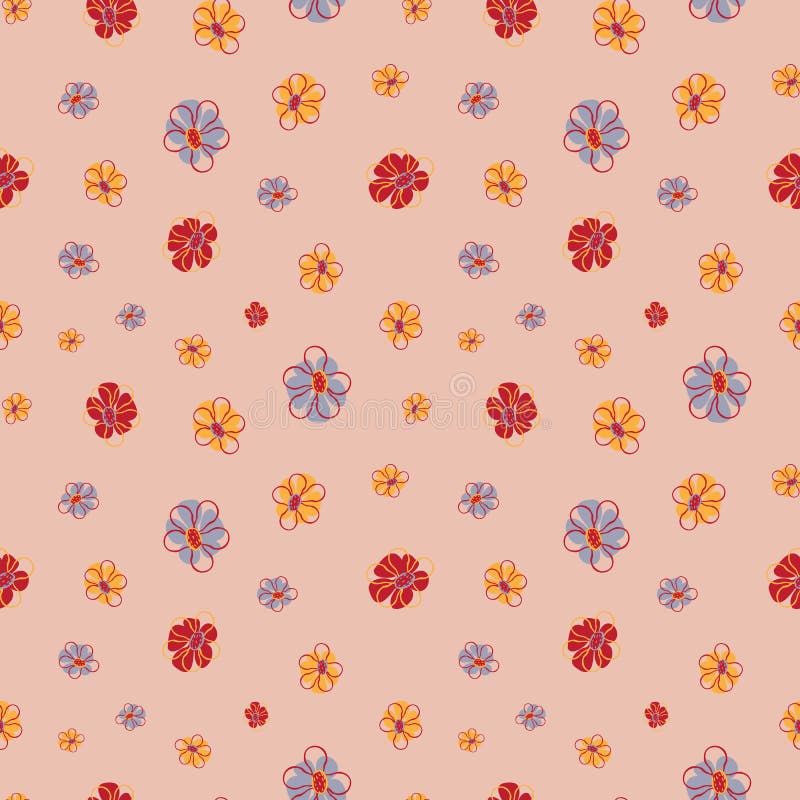 Simple Doodle Daisy Floral Seamless Vector Pattern Stock Vector ...