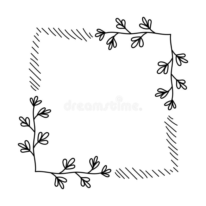 Simple Doodle Floral Frame Template for Design Stock Vector ...