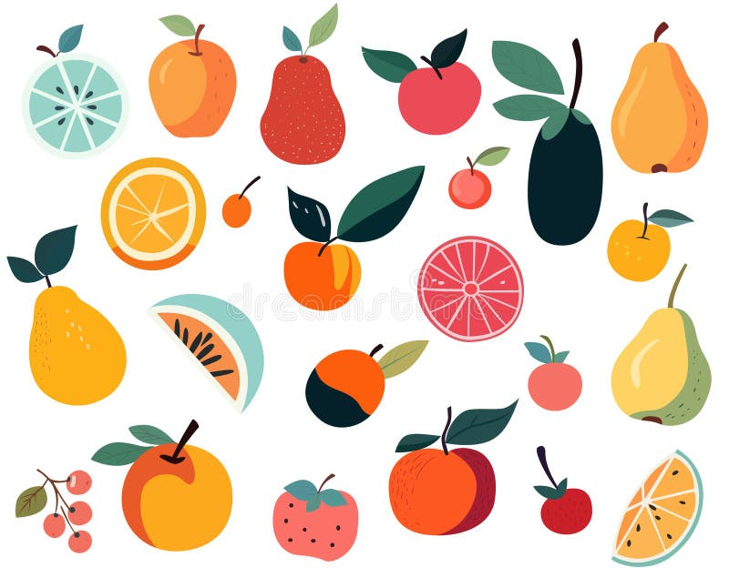 Simple Doodle Fruits Set. Vector Illustration. EPS10 Stock Vector ...